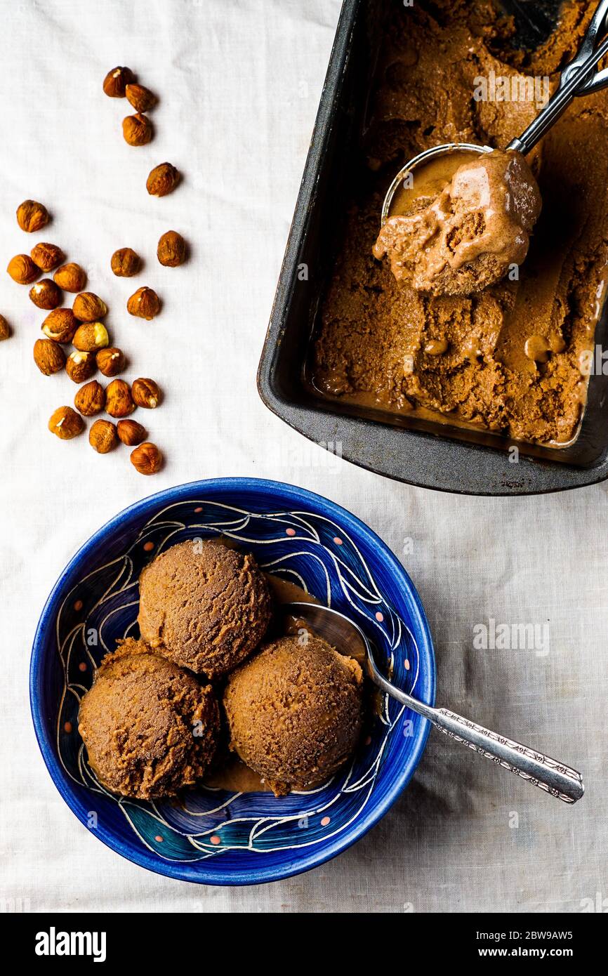 Chocolate hazelnut ice cream Stock Photo - Alamy