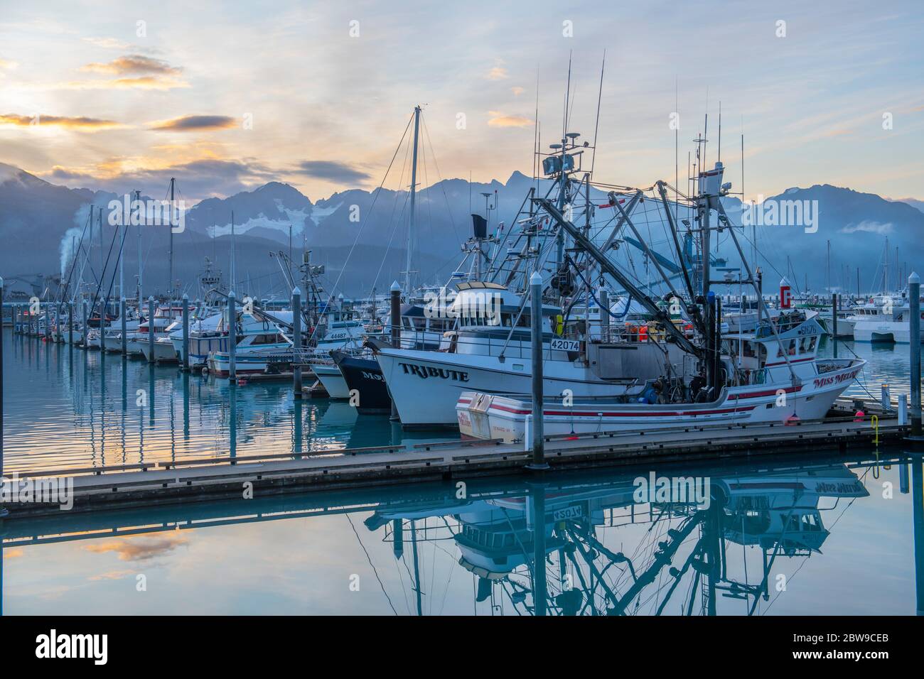 Seward Boat Harbor and waterfront in fall, Seward, Kenai Peninsula ...