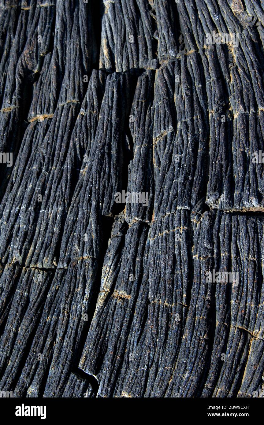 Pahoehoe style of lava is formed from slow flowing eruption. This ...