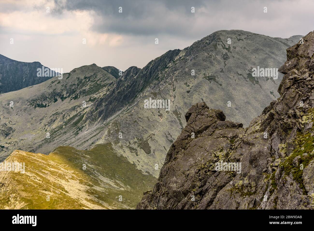 Rocky mountain top view from Retezat National Park, Romania Stock Photo ...