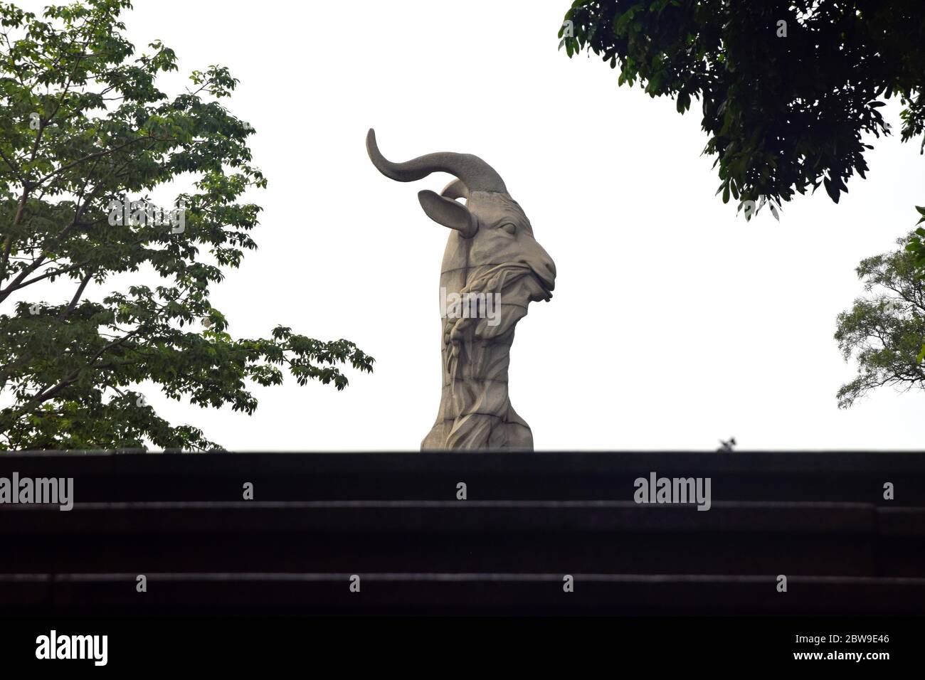 The Five Rams sculpture is located atop Yuexiu Hill in Yuexiu park in ...