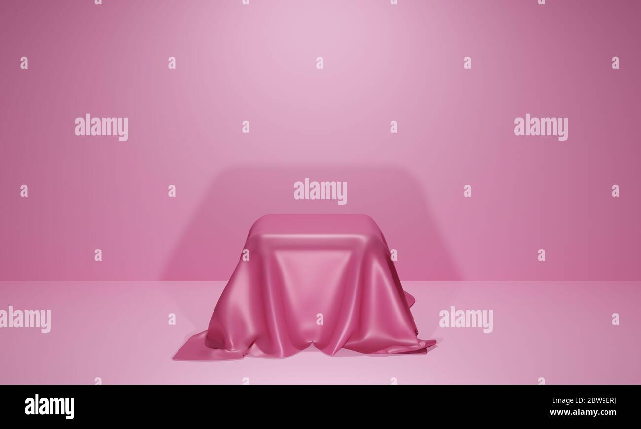 3D rendering template of an empty square table or pedestal with glossy ...