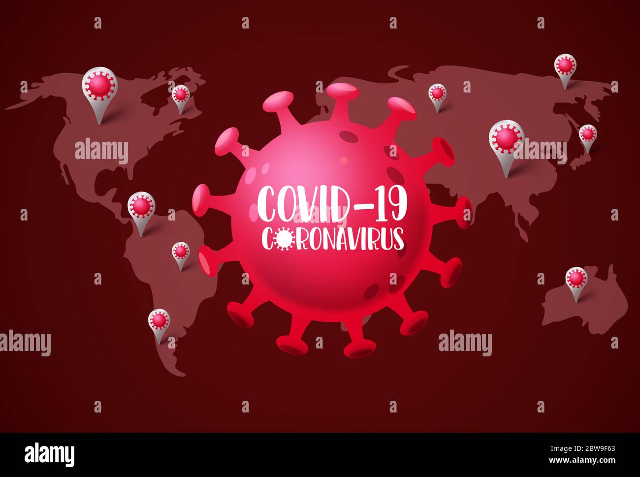 Covid-19 coronavirus world map vector design. Covid19 coronavirus text ...