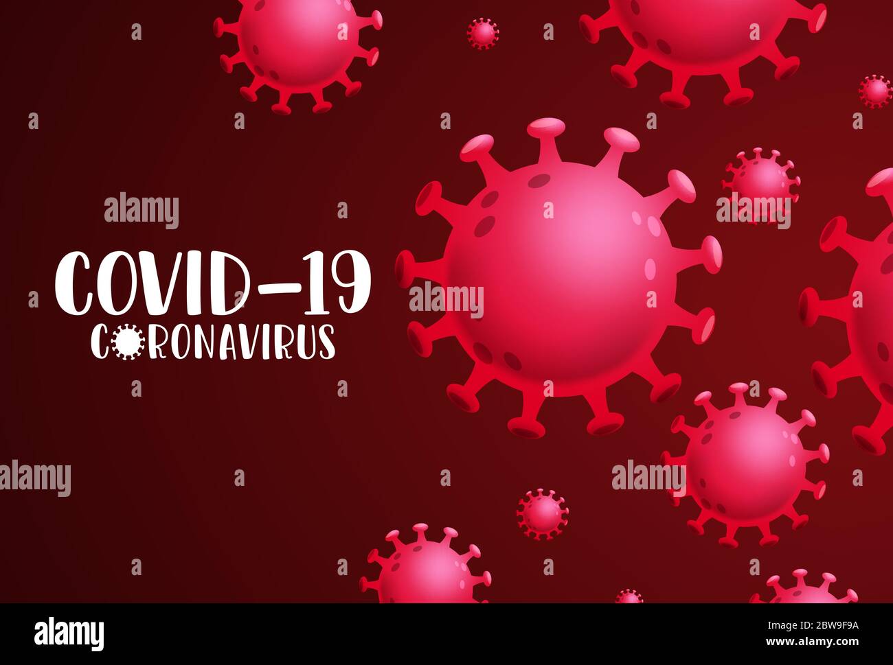 Covid-19 corona virus red vector background. Covid-19 coronavirus text ...