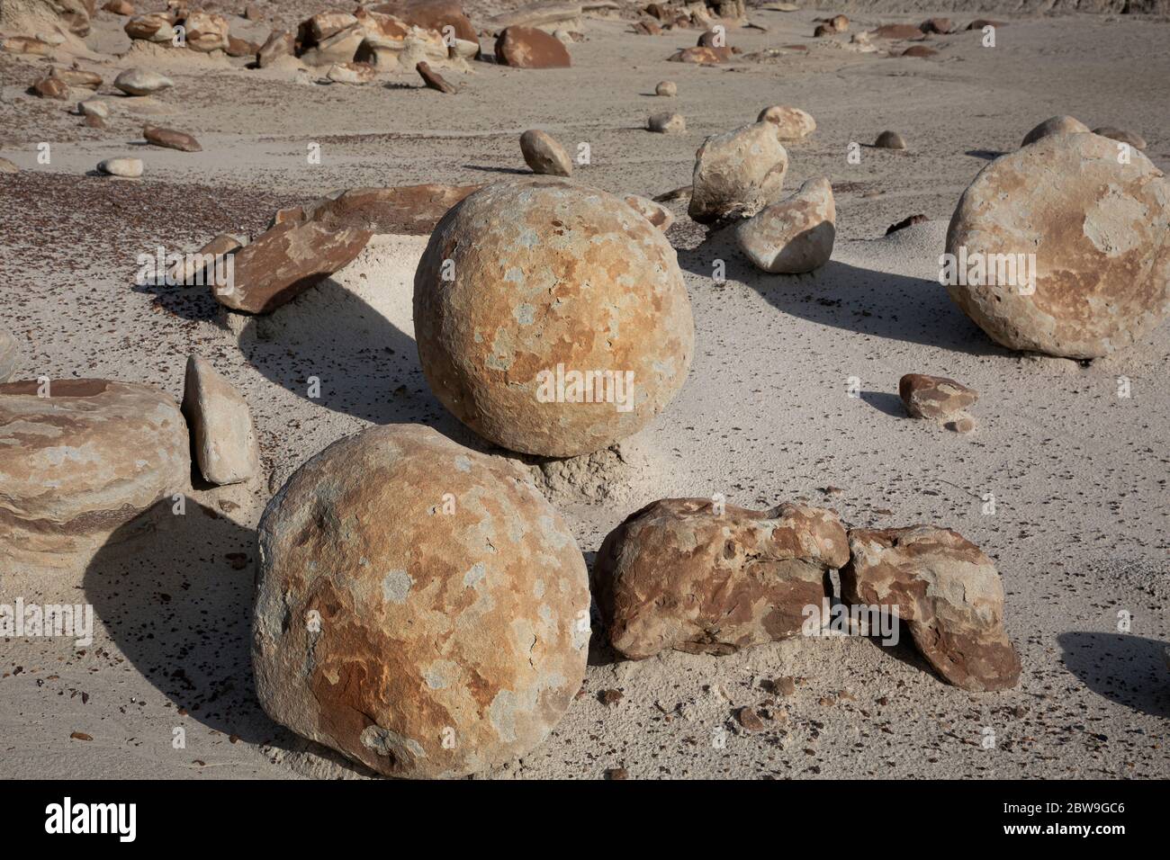 NM00291-00...NEW MEXICO - Round rocks standing out among the layered ...