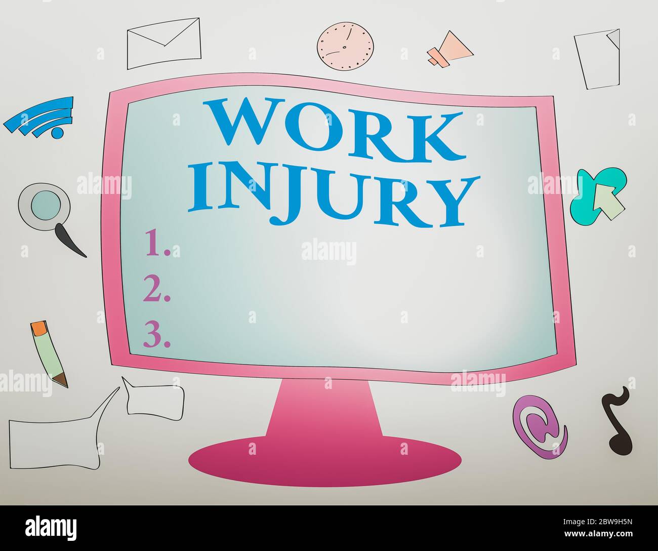 Writing note showing Work Injury. Business concept for an accident ...