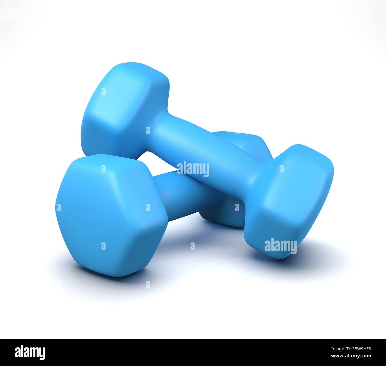 Blue Dumbbells Isolated on White Background Stock Photo - Alamy