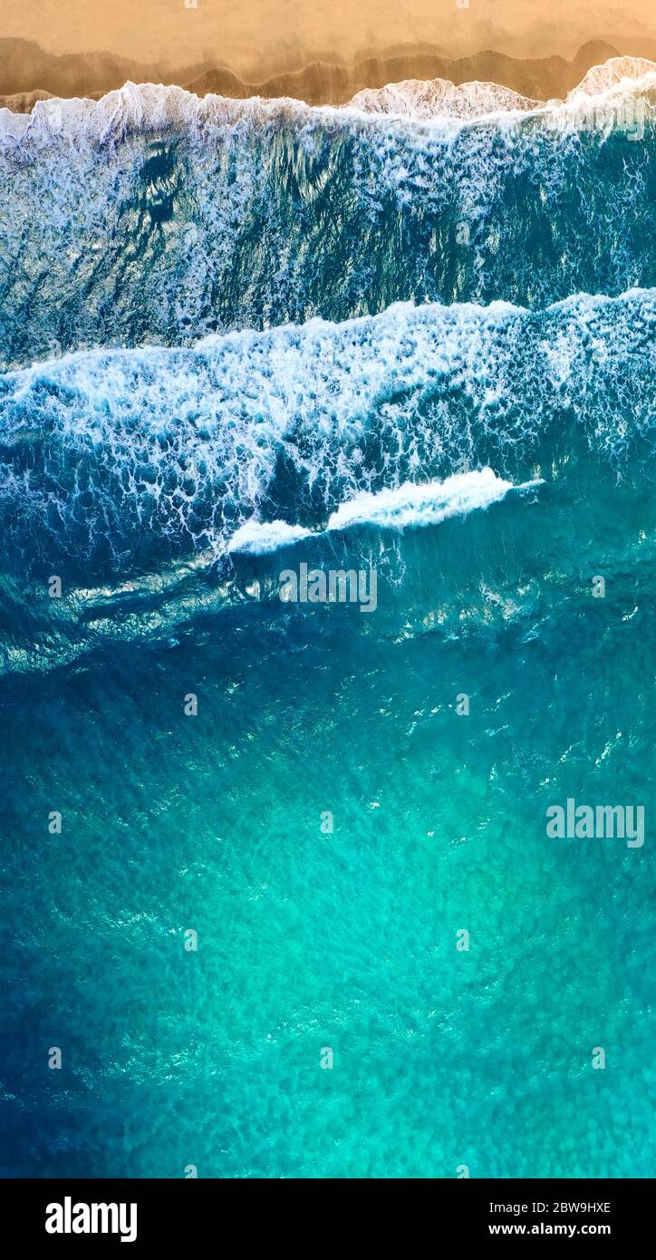USA, Florida, Delray Beach, Overhead view of sea waves and sand Stock ...