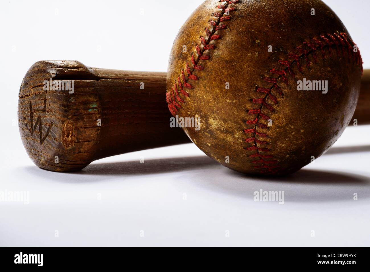 Studio shot of old baseball bat and ball Stock Photo - Alamy