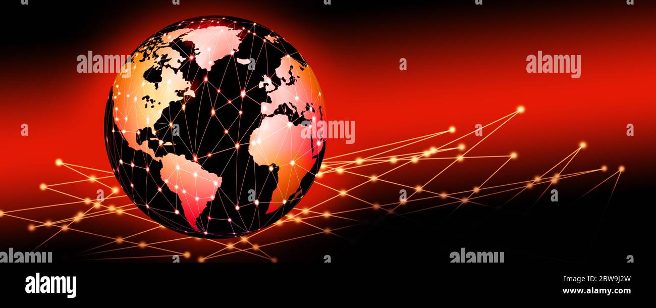 Digitally generated image of globe with connections Stock Photo - Alamy