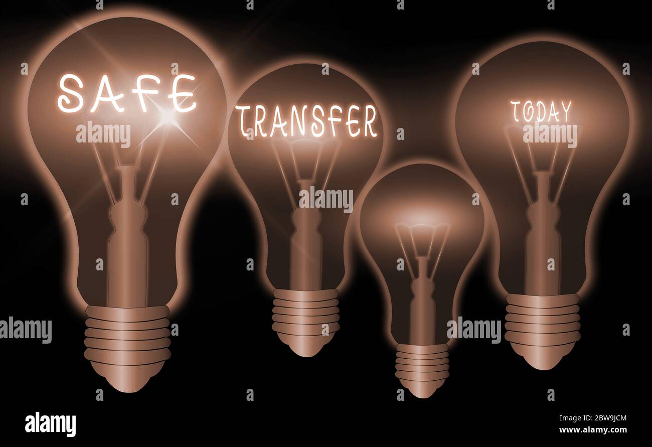 Word writing text Safe Transfer. Business photo showcasing transmitting ...