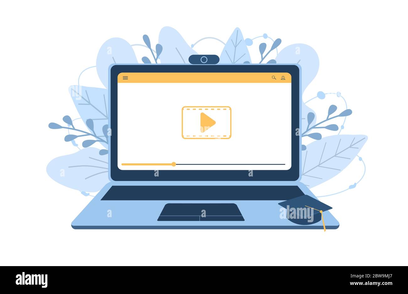 Online education. Flat design concept of training and video tutorials ...