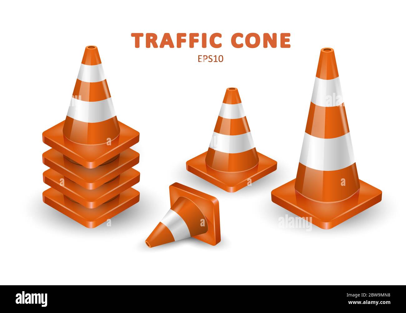 Traffic cones collection. Isometric set of icons for web design ...