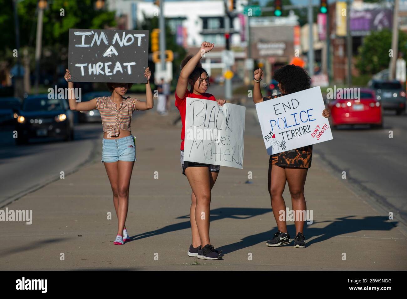 Manhattan, Kansas, USA. 29th May, 2020. From left, DAIJA ROBERTS, NYAH ...