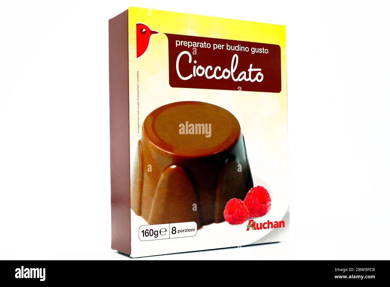 Chocolate flavoured Pudding sold by Auchan supermarket chain Stock ...