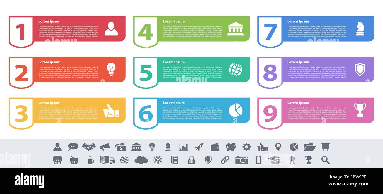 Infographic design business concept vector illustration with 9 steps or ...