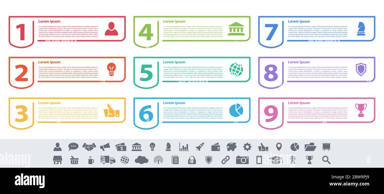 Infographic design business concept vector illustration with 9 steps or ...