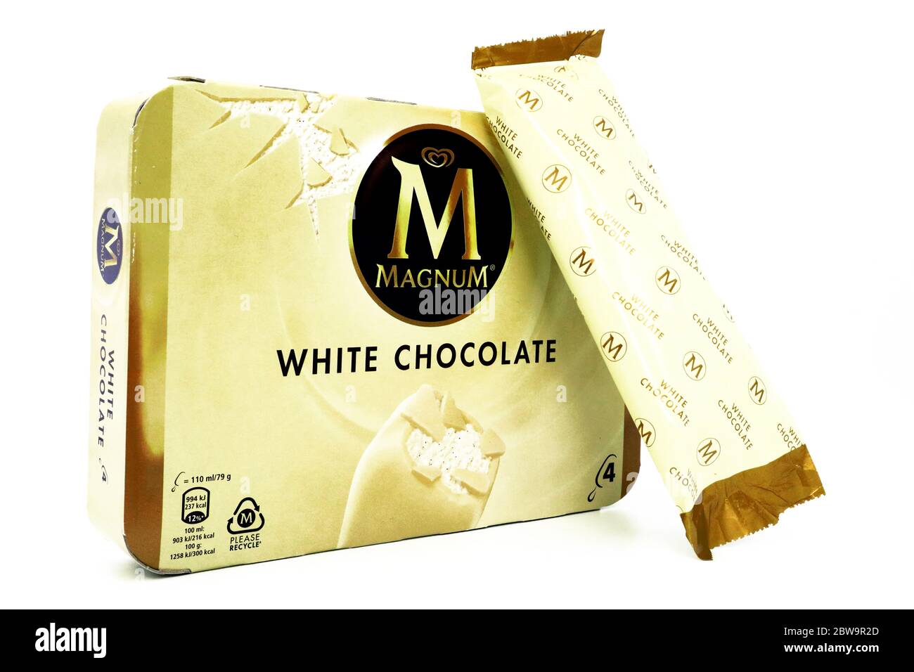 MAGNUM White Chocolate Ice Cream produced by Unilever Stock Photo - Alamy