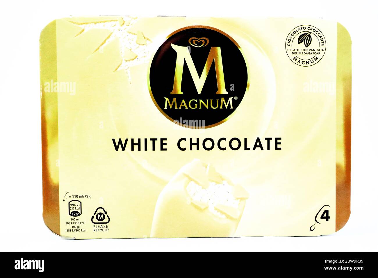 MAGNUM White Chocolate Ice Cream produced by Unilever Stock Photo - Alamy