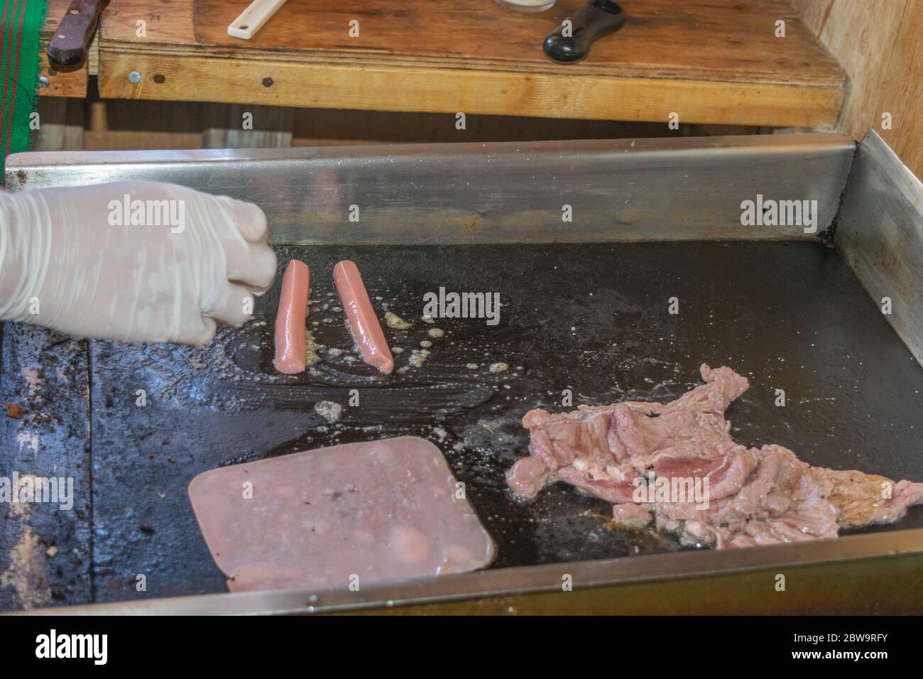 hot griddle with meat for mexican dish Stock Photo - Alamy