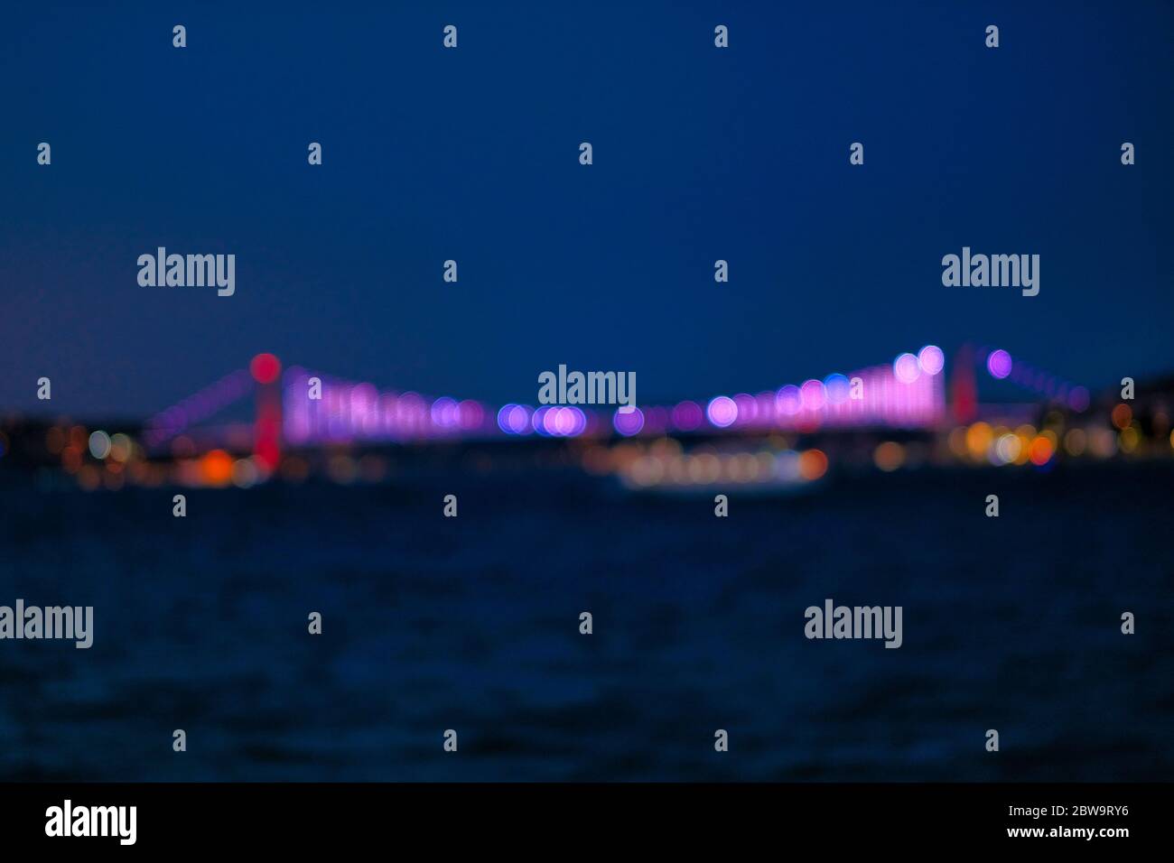 Bosphorus Bridge Istanbul Turkey. Abstract bokeh night bridge in city ...
