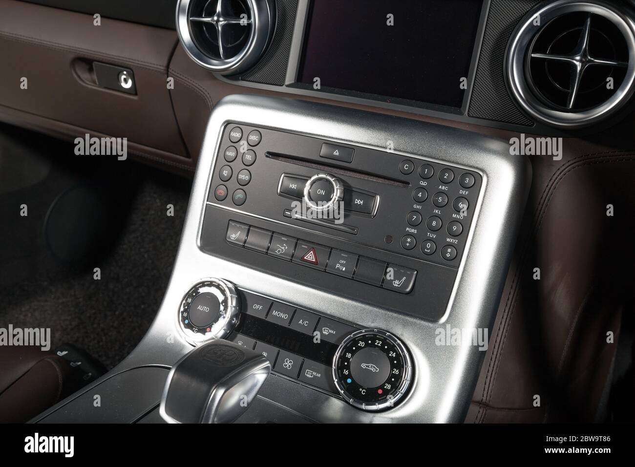 Close up of a control panel in a modern car interior Stock Photo - Alamy