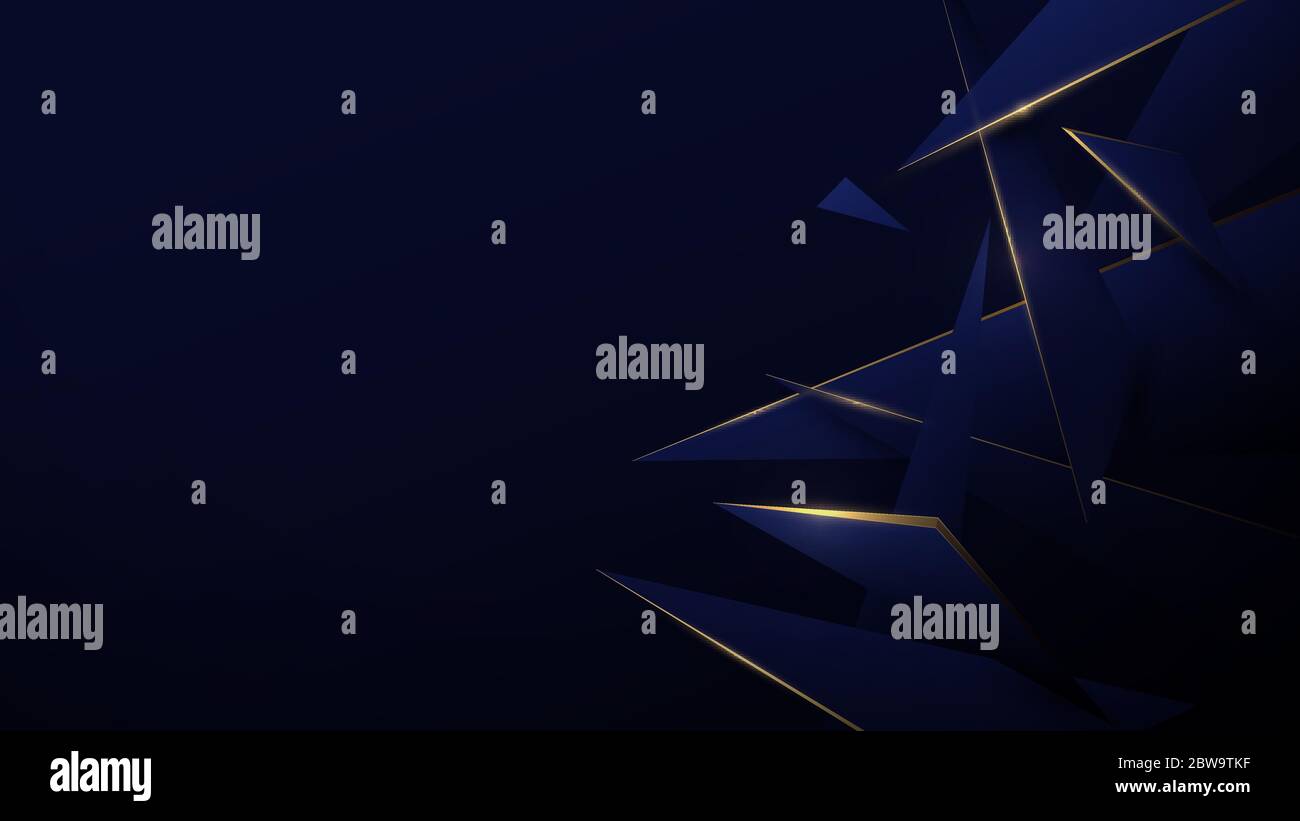 Blue and gold low poly abstract. Technology digital hi tech background ...