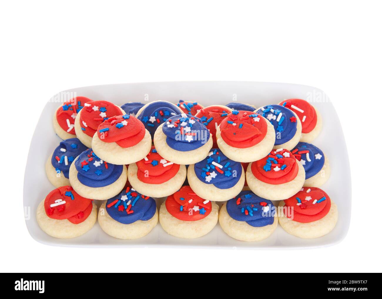 Rectangular porcelain plate full of patriotic sugar cookies frosted in ...