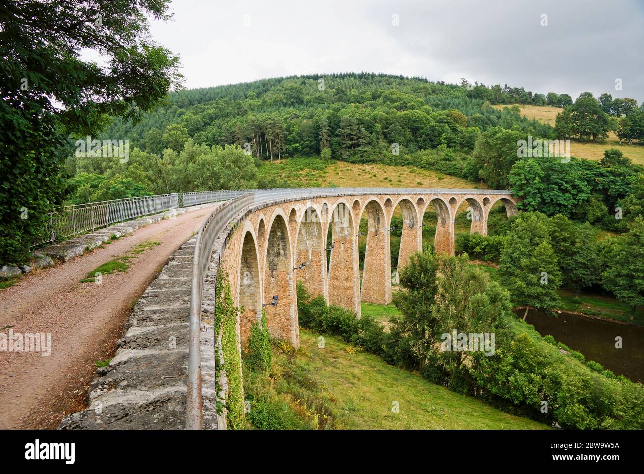 Old rail road bridge (Viaduc de juré) in the Loire Department in France ...
