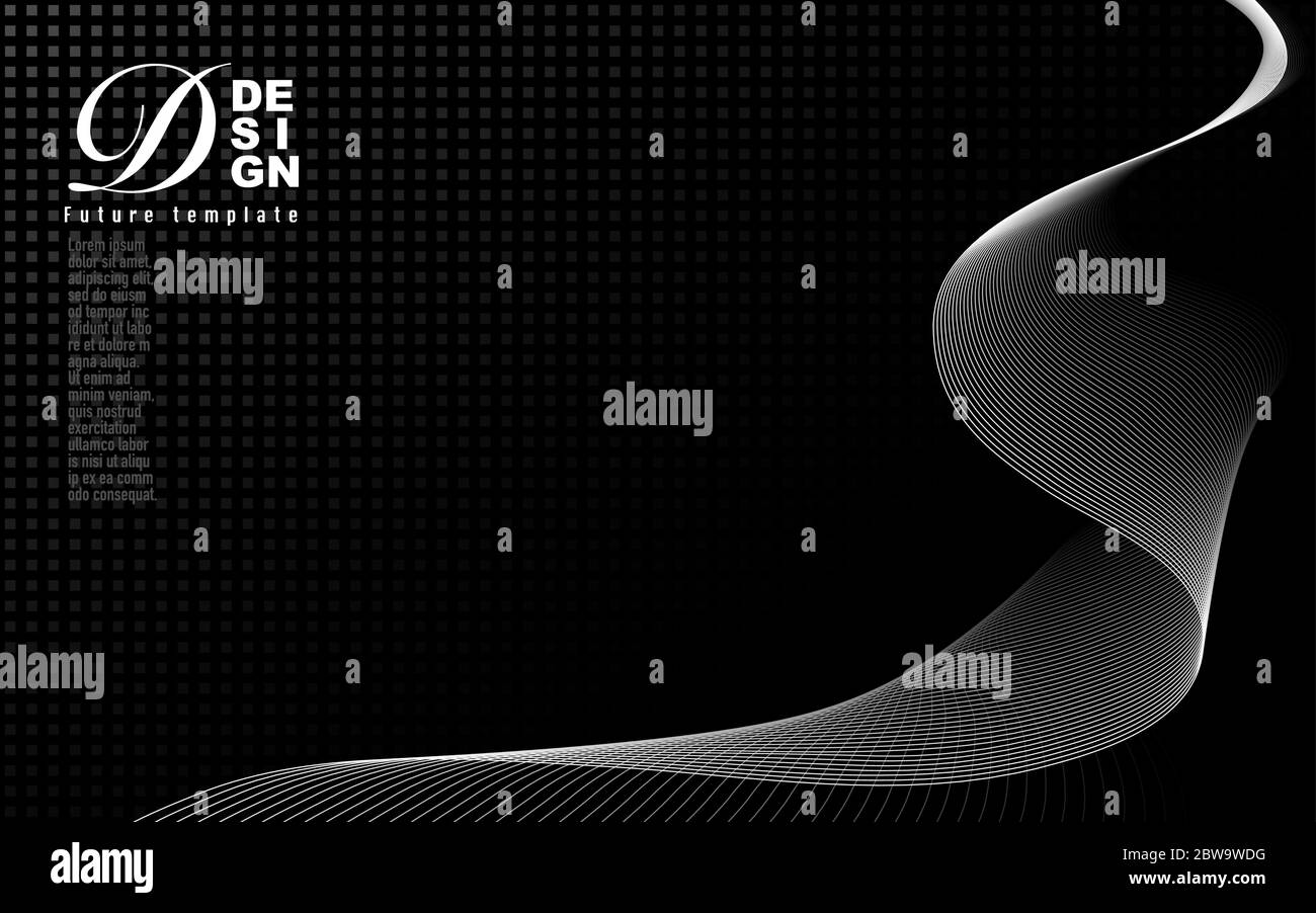 Abstract future template design spiral wave with monochrome texture ...