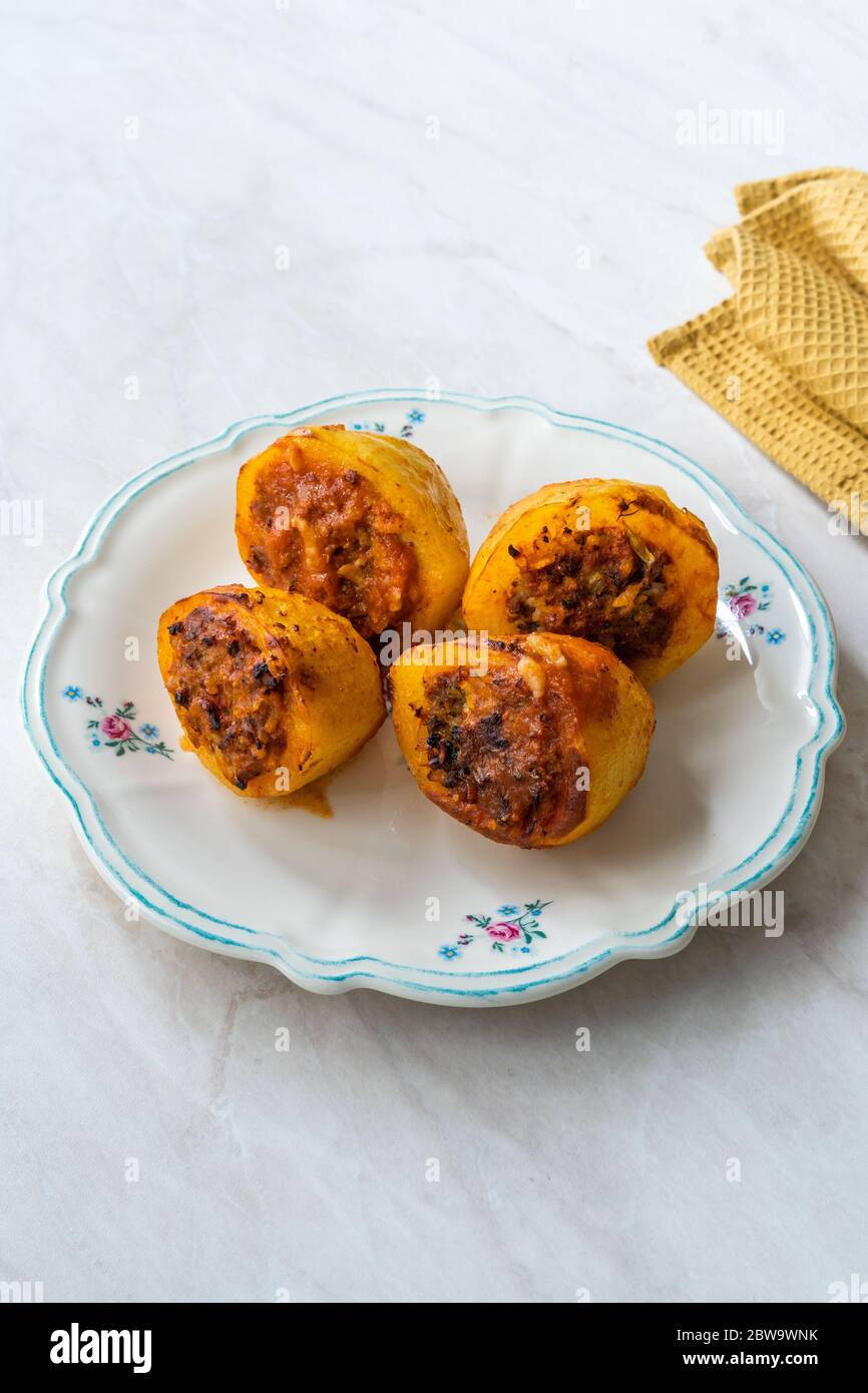 Turkish Food Dolma with Potatoes Filled with Minced Meat / Patates ...