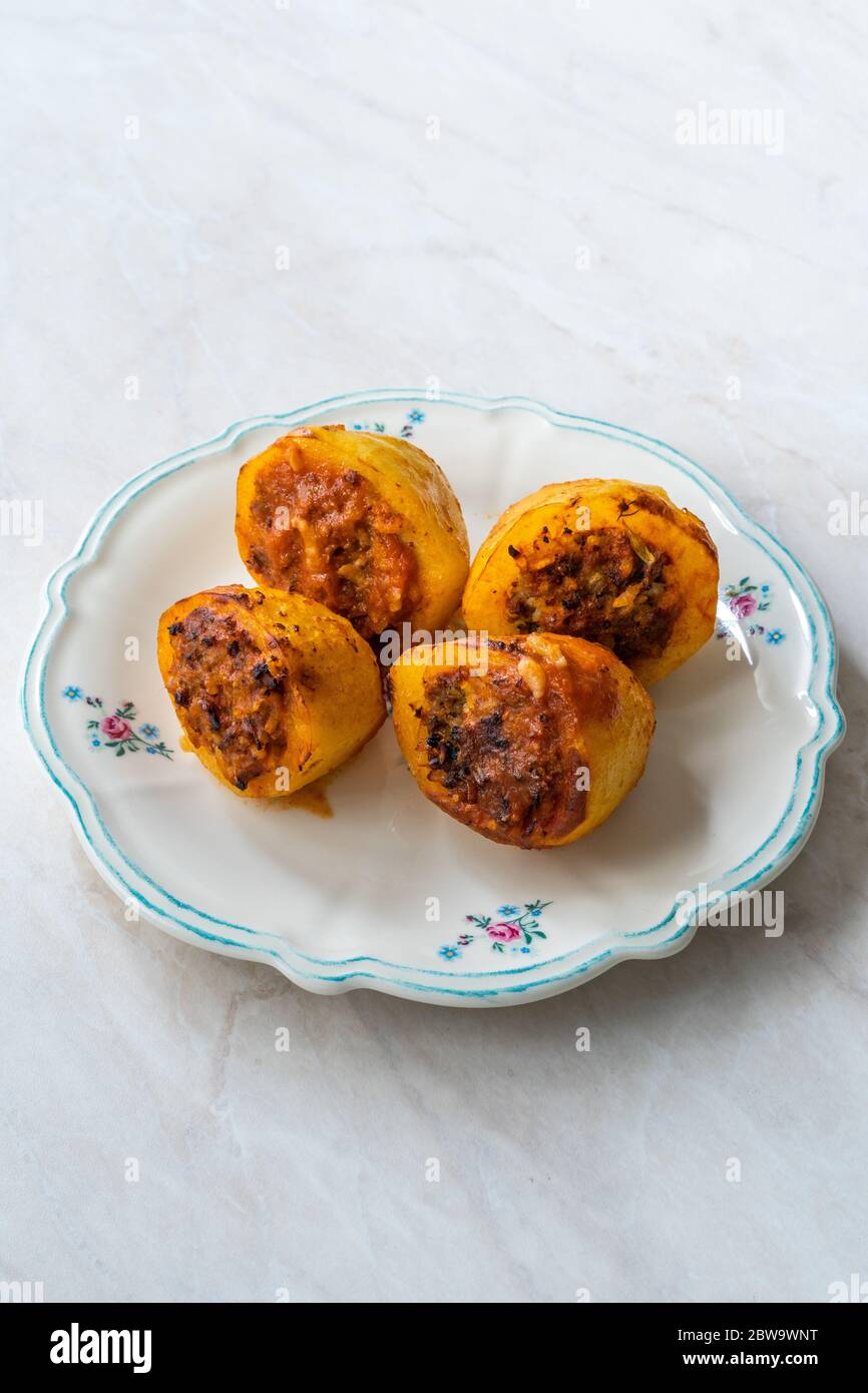 Turkish Food Dolma with Potatoes Filled with Minced Meat / Patates ...
