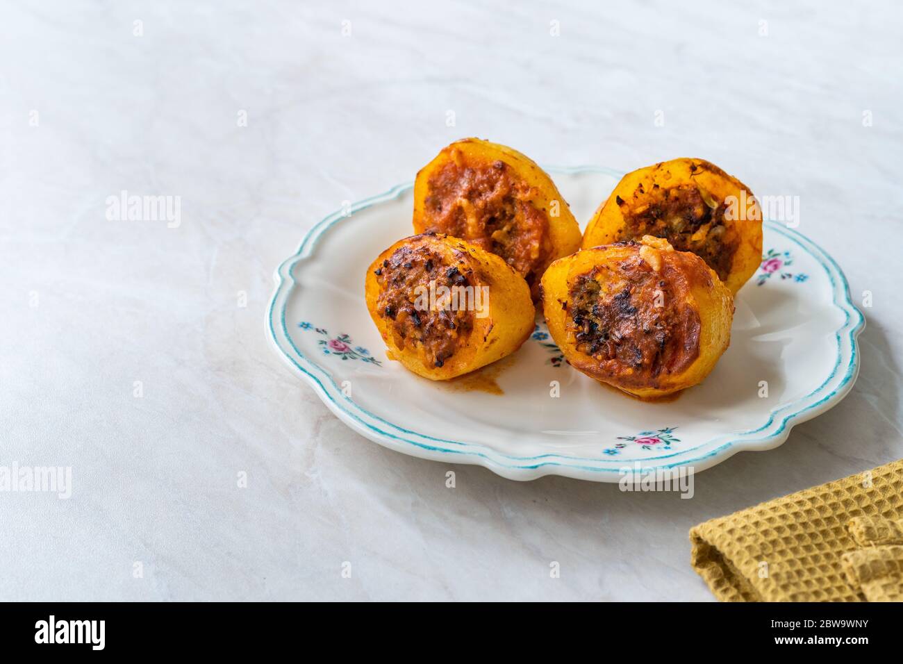 Turkish Food Dolma with Potatoes Filled with Minced Meat / Patates ...