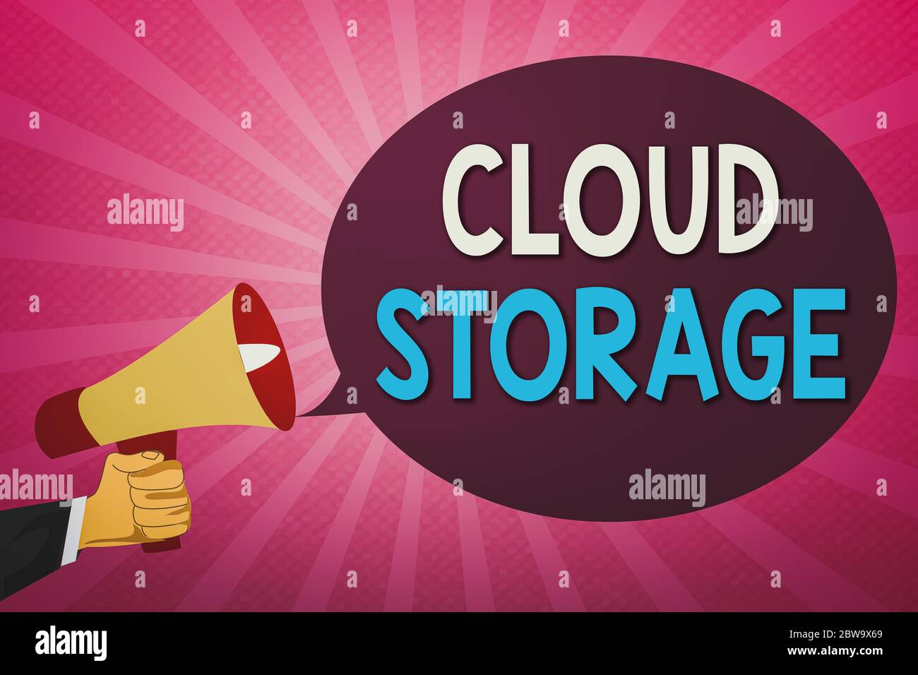 Writing note showing Cloud Storage. Business concept for computing connect devices to cloud data ...