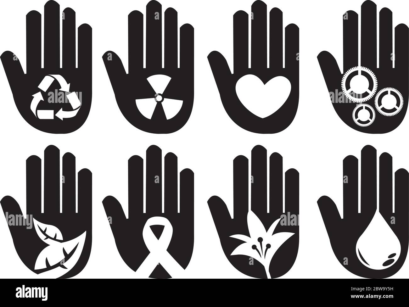 Conceptual hand symbols for different community messages. Vector ...