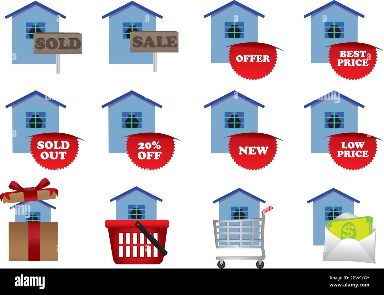 Real estate icons set in colors. Vector illustration Stock Vector Image ...