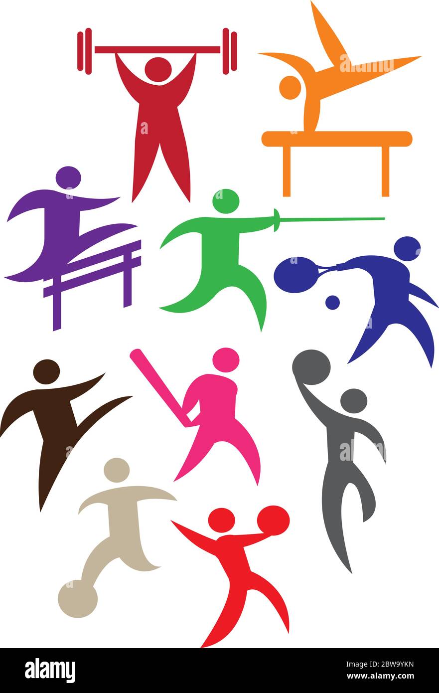 Sports icon with people in different colors. Vector illustration Stock ...