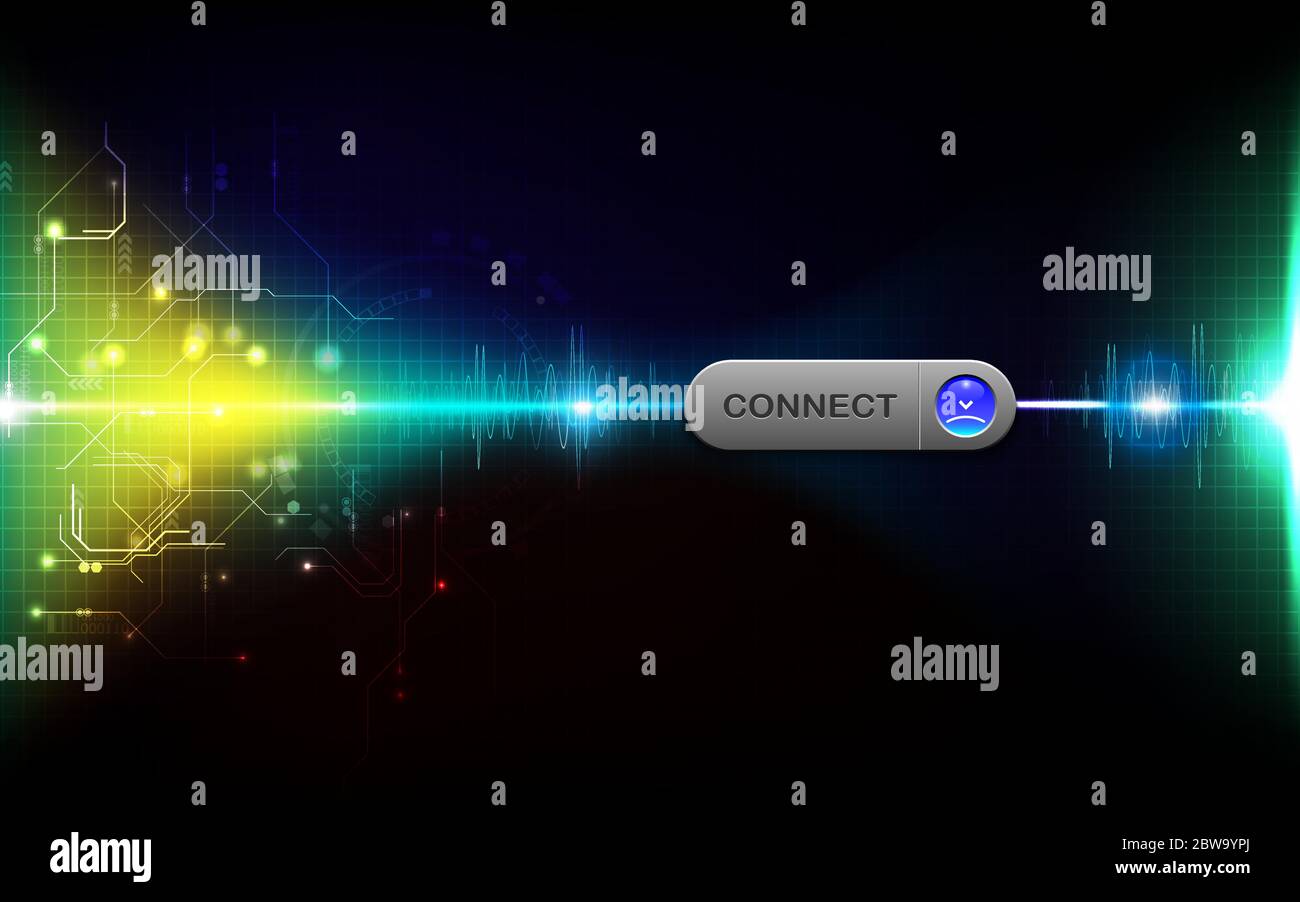 Realistic connect button on abstract technology background, digital ...