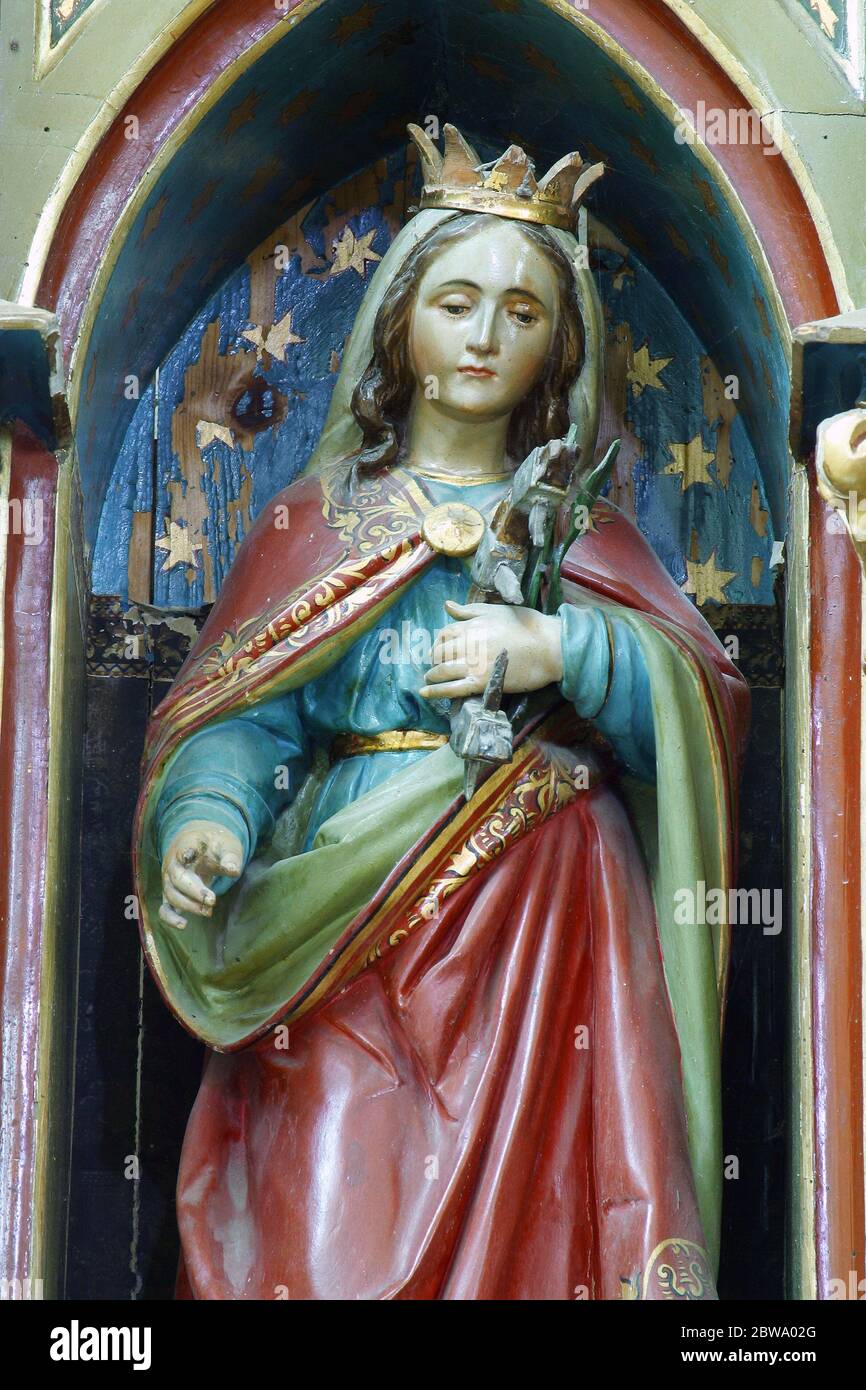 St. Catherine of Alexandria statue on the altar of St. Anthony of Padua ...