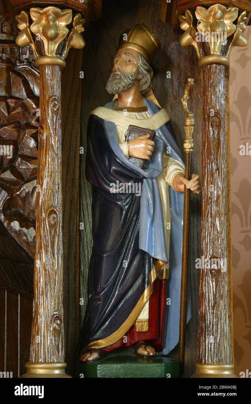 St. Ambrose statue on the main altar at St. Catherine of Alexandria ...
