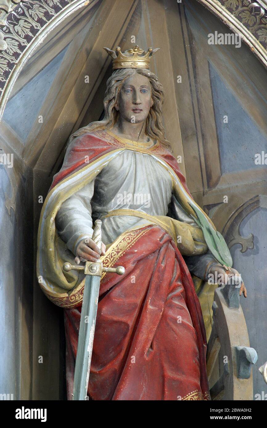 St. Catherine, statue on the main altar at St. Catherine of Alexandria ...