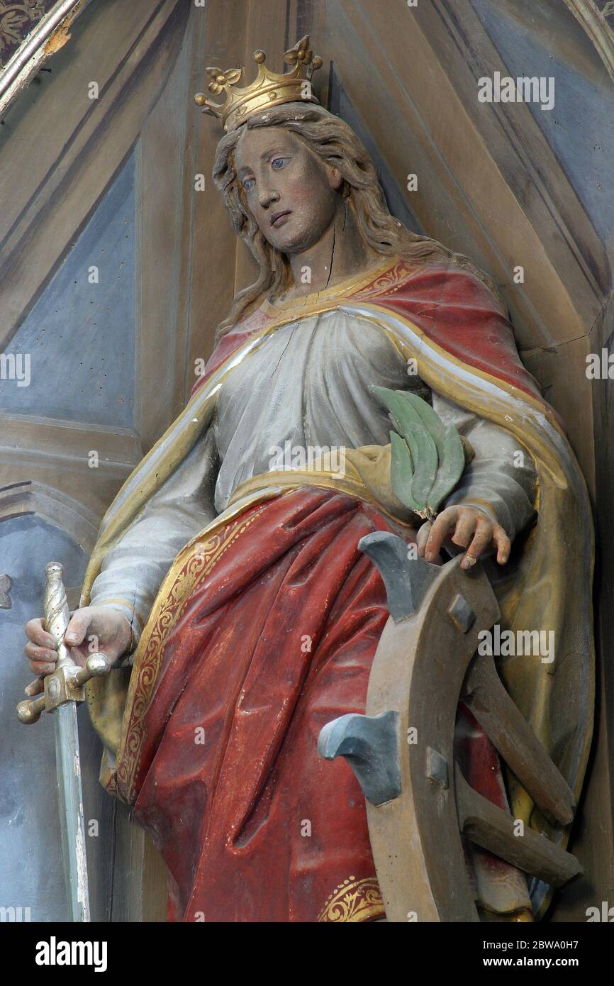 St. Catherine, statue on the main altar at St. Catherine of Alexandria ...