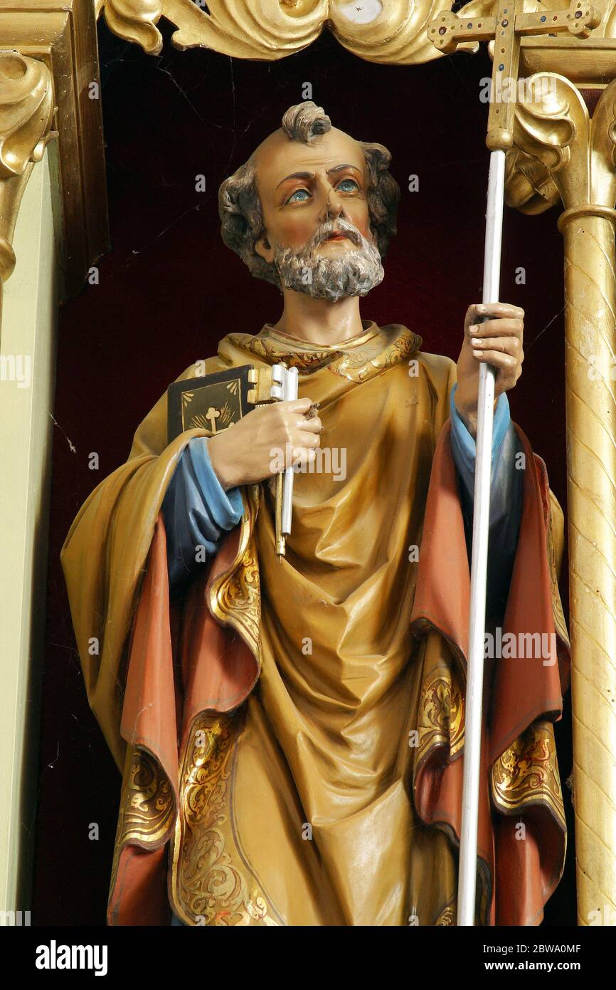 St. Peter statue on the main altar in the church of St. Stephen the ...