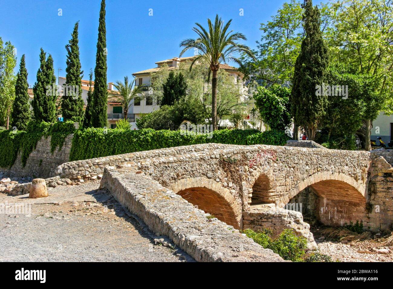 Historical Roman bridge in Pollensa, Mallorca, Balearic Islands, Spain ...
