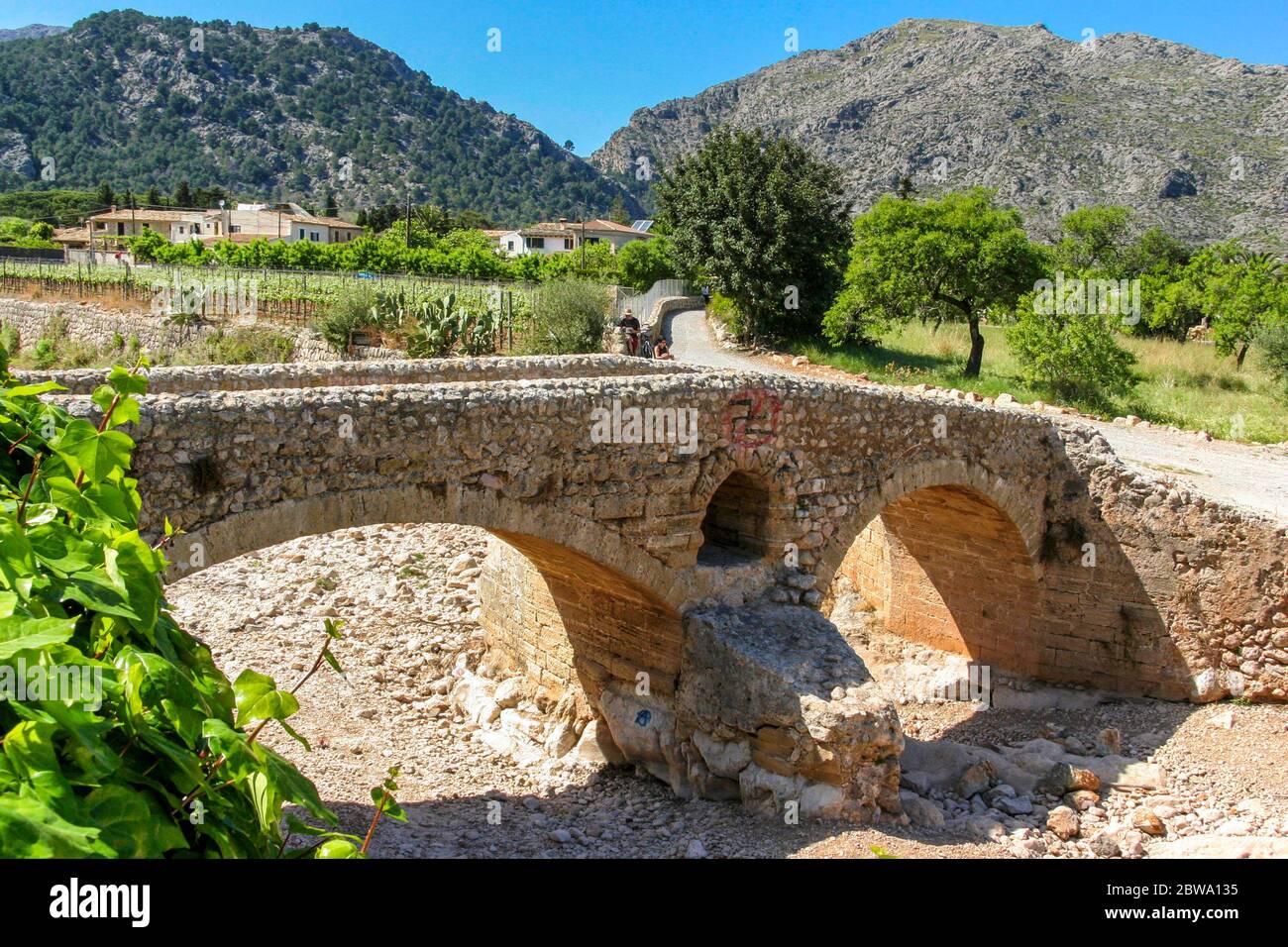 Historical Roman bridge in Pollensa, Mallorca, Balearic Islands, Spain ...