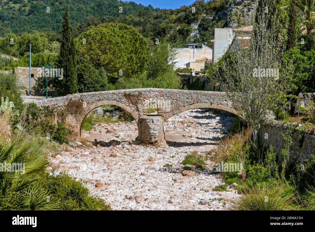 Historical Roman bridge in Pollensa, Mallorca, Balearic Islands, Spain ...
