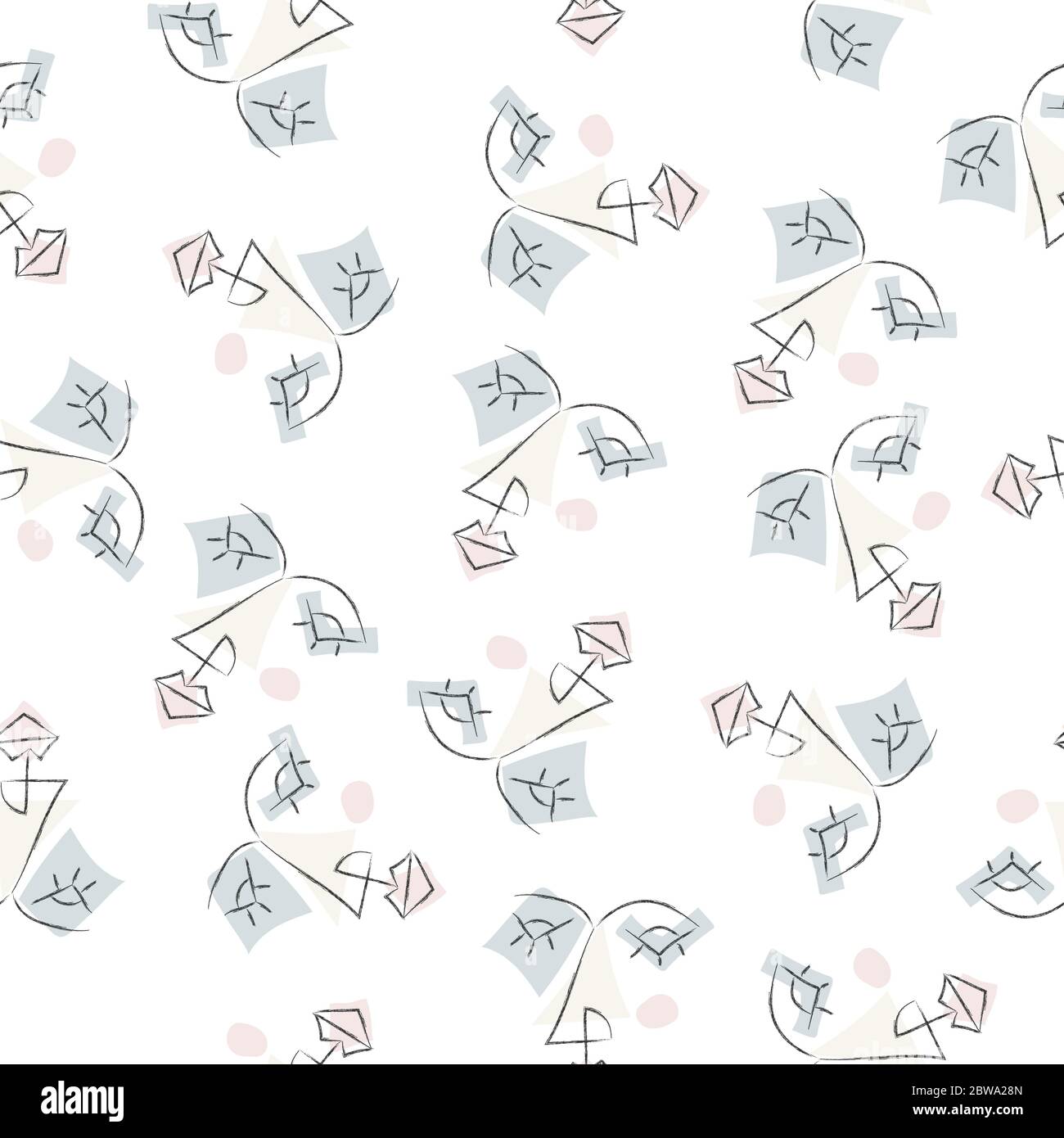 Seamless pattern with a drawn abstract portrait. Vector illustration ...