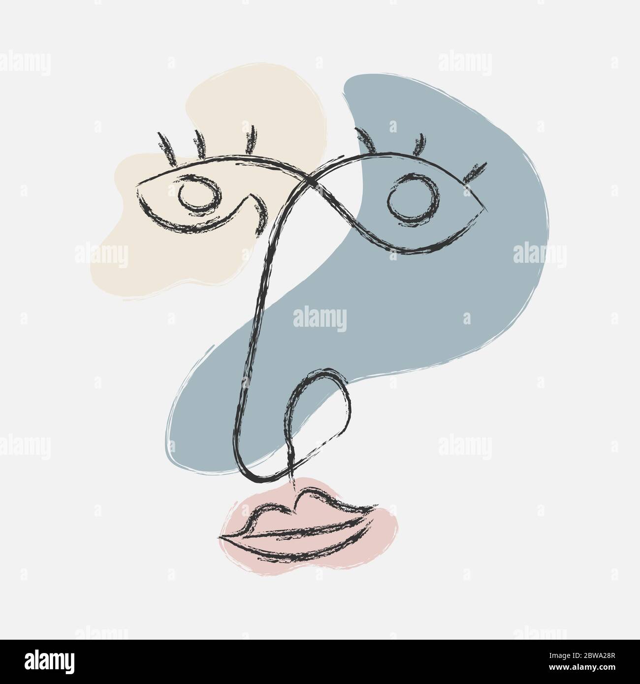 Hand-drawn abstract portrait. Vector illustration with a simple ...