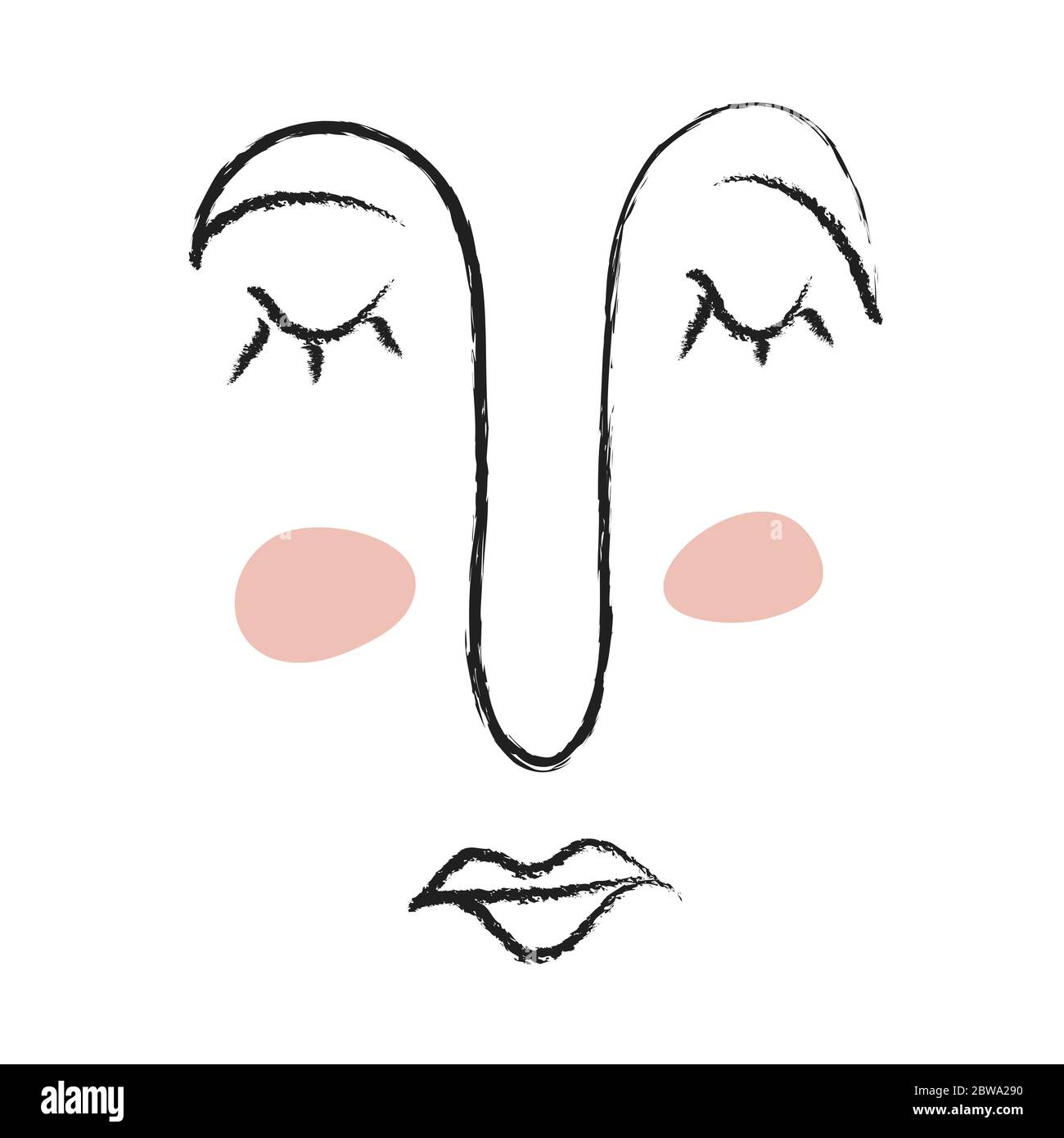 Hand-drawn abstract portrait. Vector illustration with a simple ...