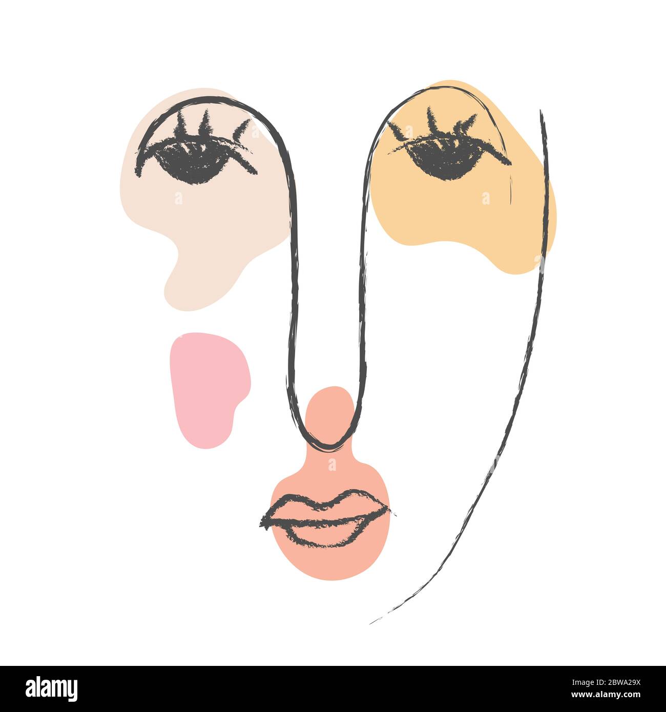 Hand-drawn abstract portrait. Vector illustration with a simple ...